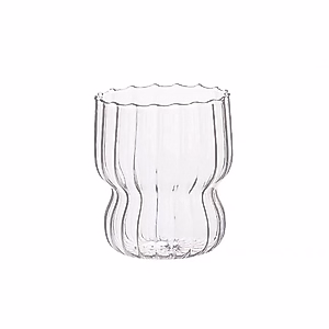 URMAGIC Vertical Stripe Cocktail Glass, 8.8 Oz Dessert Cup,Glass Ice Cream Cup,1 Pcs Beverage Glasses,Heat Resistant Coffee Mug,Origami Style Glass Cup,Wine Glasses,Vintage Bar Glassware