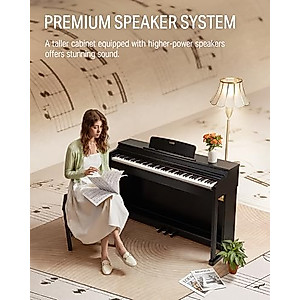 Donner DDP-100 88-Key Weighted Action Digital Piano for Beginner Bundle with Piano Keyboard Stand, Power Adapter, Triple Pedals, MP3 Function, USB-MIDI, 2 Headphone Jacks Black