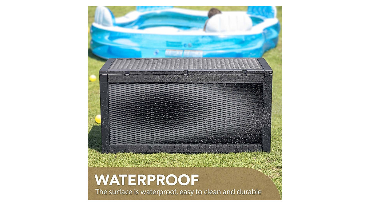 Devoko 100 Gallon Waterproof Resin Deck Storage Box | Outdoor & Indoor Use