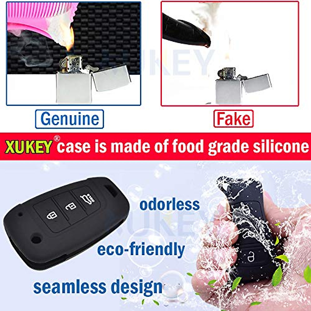 XUKEY 3 Button Silicone Flip Key Case Cover for Ford F-150 F-250 F-350 Explorer Ranger Fiesta Mondeo Eco Sport Remote Fob