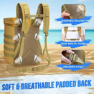 WOTOW Backpack Cooler Tactical Insulated 45 Cans - Leak Proof Cooler Backpack for Men Women, Large Capacity Soft Cooler Bag with Top Handles, Lunch Backpack Bag for Beach Hiking Picnics Work (Brown)