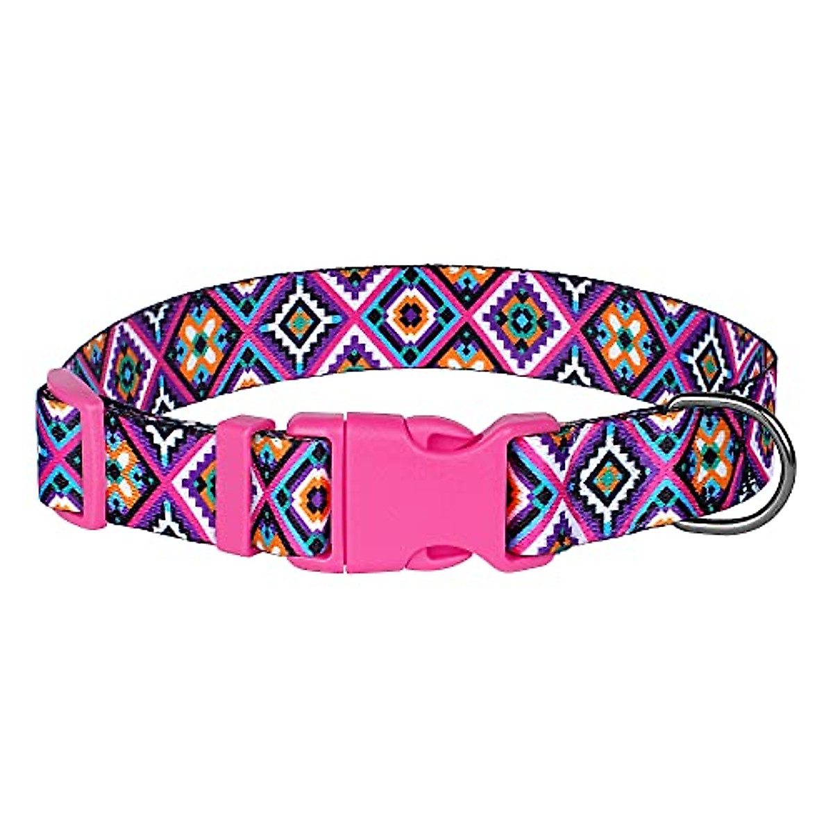 Tribal Dog Collar with Buckle Pattern Aztec Geometric Nylon Pet Collars Small Medium Large Puppy Adjustable Soft Ethnic Boy Girl (Aztec, Neck Fit 10"-13")