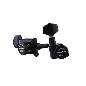 Guyker Guitar Locking Tuners (3L + 3R Handed) - 1:18 Lock String Tuning Key Pegs Machine Head with Hexagonal Handle Replacement for ST TL SG LP Style Electric, Folk or Acoustic Guitars - Black