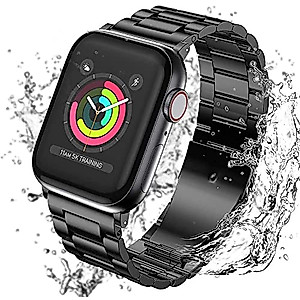 EPULY Compatible with Apple Watch Band 49mm 45mm 44mm 42mm 41mm 40mm 38mm, Business Stainless Steel Metal Watchband for iWatch Strap Ultra SE Series 8 7 6 5 4 3 2 1 Men & Women (Black, 49mm 45mm 44mm 42mm)