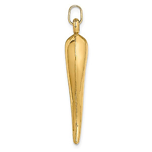 Sonia Jewels 14k Yellow Gold Cornicello Italian Horn Protection Charm Pendant - 33mm x 8mm