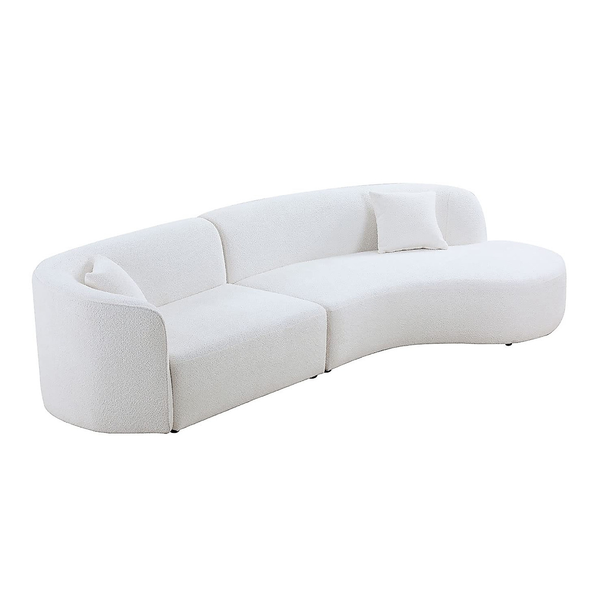 SSC SATISUNCASA 127'' Modern Sectional Curved Couches for Living Room,Minimalist Boucle Modular Sofa, Comfy Upholstered Sofas for Apartment, Home Office (White Boucle, 127" W)