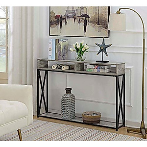 Convenience Concepts Tucson Deluxe 2 Tier Console Table, Faux Birch