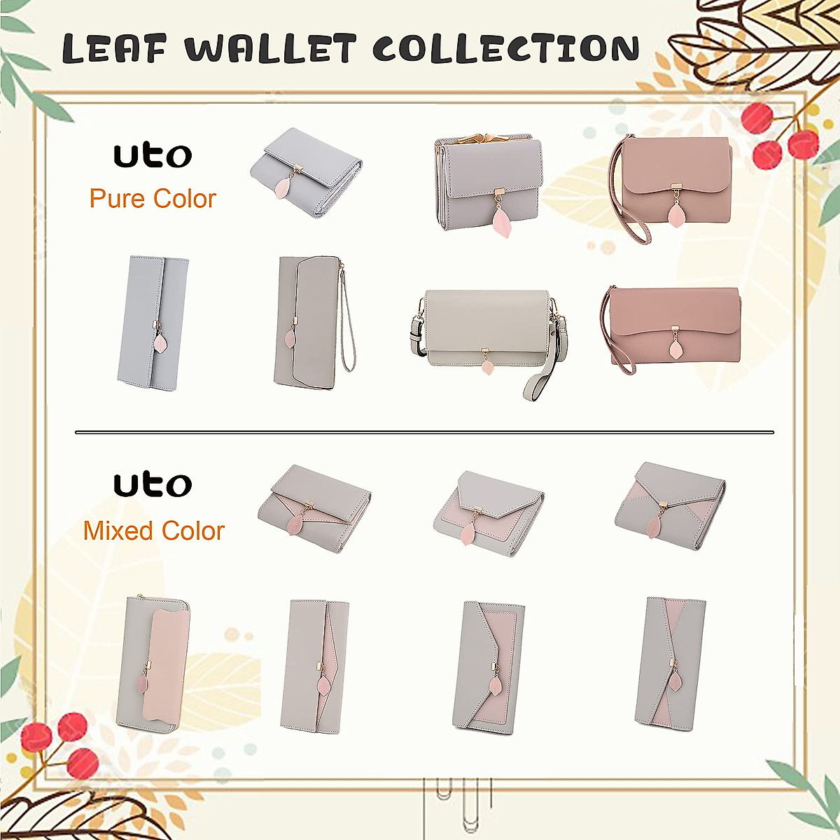 UTO Crossbody Bags for Women Leather Wallet with Wristlet Card Phone Checkbook Passport Organizer Ladies Clutch Purse Crossie Beige