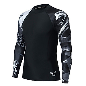 HUGE SPORTS Wildling Series UV Protection Quick Dry Compression Rash Guard (Cobra,M)