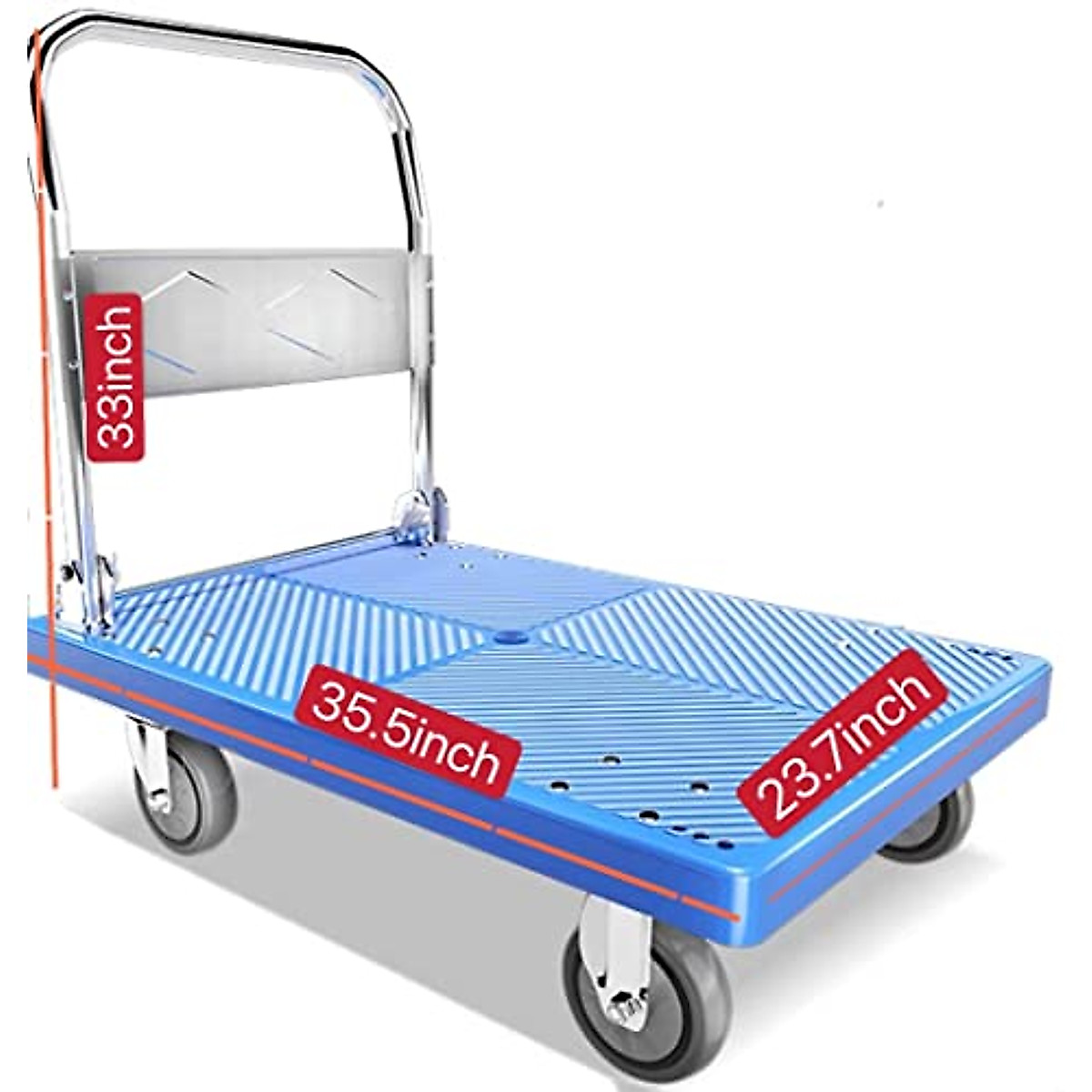 Dolly cart Folding Platform cart with 660/880 lbs Weight Capacity Push Cart Dolly Moving Platform Hand Truck Add 2 reinforcing Steel bar in it 360 Degree Swivel Wheels Loading and Storage (880lbs)