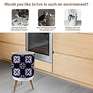 Small Trash Can with Lid Portugal Patterns Lilac Ethnic Animals Seamless Graphic White Ethnic 7 Liter Round Garbage Can Elasticity Press Cover Lid Wastebasket for Kitchen Bathroom Office 1.8 Gallon