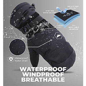 Tough Outdoors Winter Ski Mittens Men & Women - Adult Snow Mitts for Cold Weather - Waterproof Gloves Snowboarding, Skiing