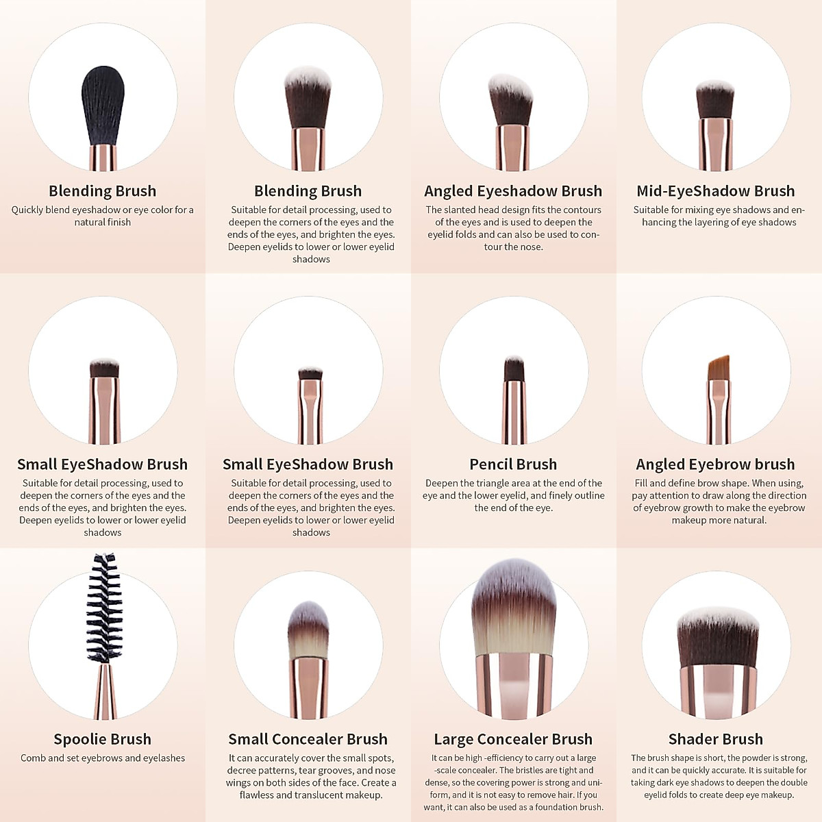 Docolor Double Sided Makeup Brushes, 6Pcs Double Ended Eyeshadow Brush Set Professional Eye Makeup Brushes Set Foundation Eyeshadow Blending Eyebrow Travel Make Up Brushes Kits