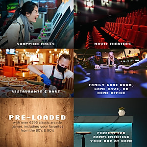 Creative Arcades Full-Size Commercial Grade Cabinet Arcade Machines | Stools Included | Slim Woodgrain Edition | 32" Screen (6296 Games (4-Player), Light Pine Man Cave)