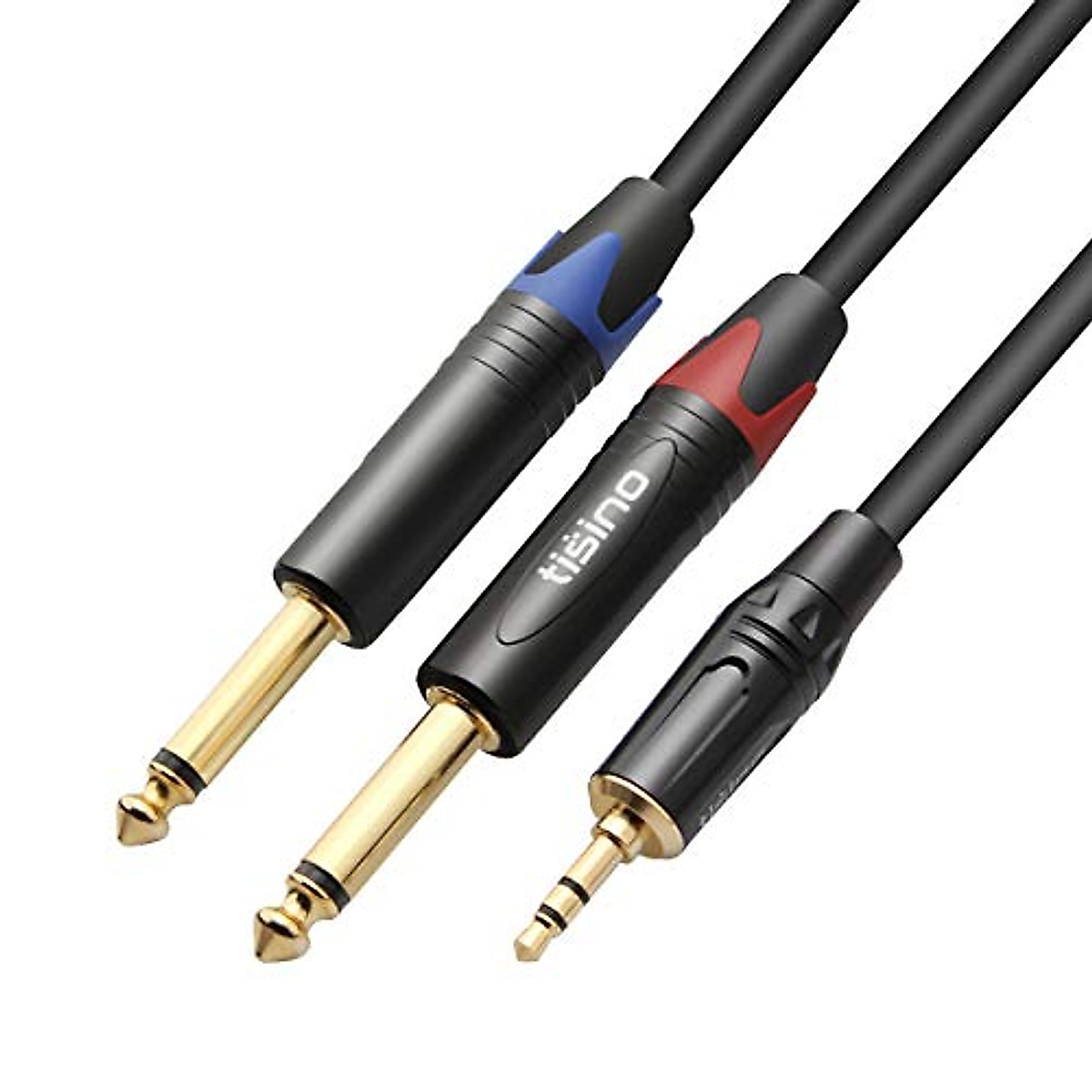 TISINO 1/8 to 1/4 Stereo Cable, 1/8 Inch TRS Stereo to Dual 1/4 inch TS Mono Y-Splitter Cable 3.5mm Aux Mini Jack to Jack Breakout Cord - 3.3 feet