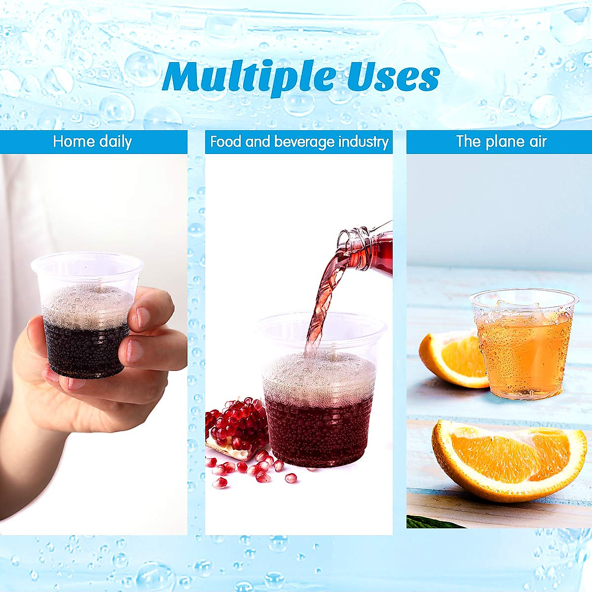 Turbo Bee 500 Pack 5 OZ Clear Plastic Cups，Disposable Mouthwash Cups,5 Ounce Cups-Party Cups Ideal for Whiskey, Drinking Tasting, Food Samples