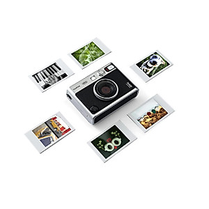 FUJIFILM INSTAX Mini EVO Hybrid Instant Camera + Fuji Instax Film Value Pack (40 Sheets) 32GB Accessories Bundle 5 Plastic Desk Frames + 10 Paper Frames Plus 60 Sticker Frames