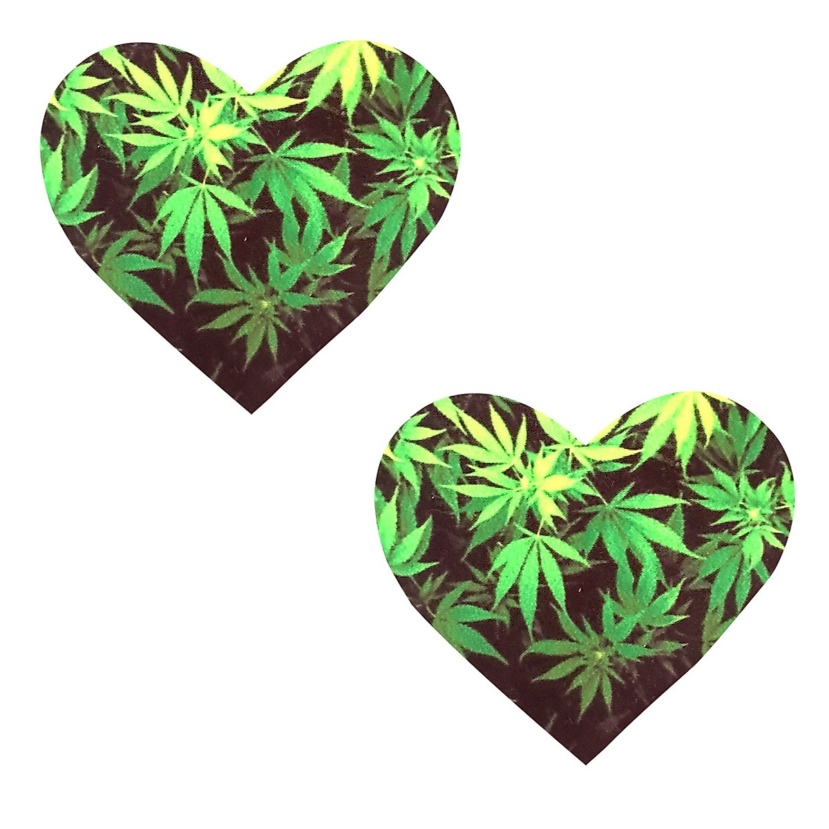 Neva Nude Weed I Heart U Nipztix Pasties Nipple Covers for Festivals, Raves, Parties, Lingerie and More, Medical Grade Adhesive, Waterproof and Sweatproof, Made in USA