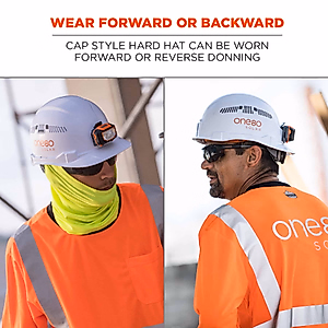 Ergodyne - 60146 Vented Hard Hat with Light, Cap Style, Ratchet Suspension, Class C, Skullerz 8972LED White