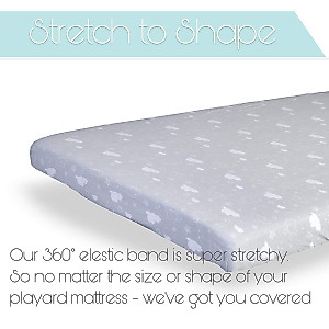 Kids N’ Such Pack N Play Fitted Sheet Set for Pack N Play Mattress Pad, Elephants, Stars, & Clouds, 2 Pack