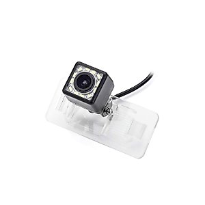 eHANGO Car Rear View Camera with 4 Pin to RCA Cable Bracket License Plate Lights Housing Mount for BMW 3 E90 E91 E92 M3 X5 SUV X5M X6 Sedan Wagon (12 LED Angle)