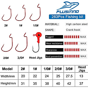 PLUSINNO Fishing Net Fish Landing Net, 263pcs Fishing Tackle Kit with Tackle Box