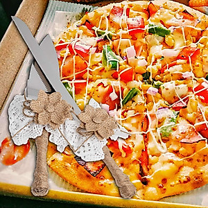 senover Rustic Wedding Cake Serving Set, Pizza Pie Cake Knife and Server Set for Custom Wedding Gift Parties Birthdays Anniversaries Supplies