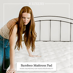 Rayon from Bamboo Extra Thick Mattress Pad with Fitted Skirt - Extra Plush Cooling Topper - Queen