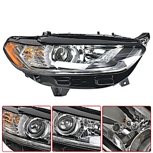 WFLNHB Right Headlight Replacement for 2013-2016 Ford Fusion Halogen Models Projector Headlamps Passenge Side