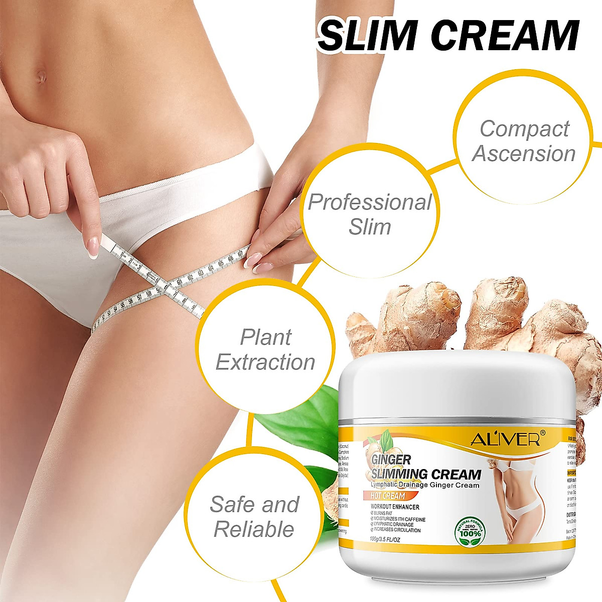 VOGSIG Anti Cellulite Slimming Cream Gel, Hot Cream, Ginger Fat Burning Weight Loss Full Body Fat Burning Cream for Belly, Perfect for Cellulite, Soothing, Relaxing, Tightening & Slimming