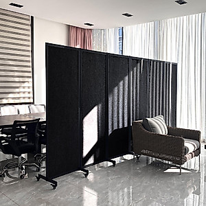 Strongbird Room Partition,Office Divider,Portable Commercial Screen Dividers,Privacy Partition Separator,Classroom School Dividers,8'5"W x 6'7"H,4 Panel,Black