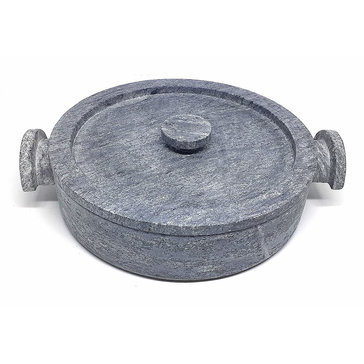 Cookstone 2.4 quarts saute pan and braiser | Handcrafted from a block of pure soapstone | Unique, durable and eco-friendly | Non-toxic and Non-stick | One time seasoning |THE GREEN ALTERNATIVE TO CAST