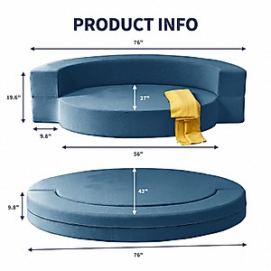 ZAFLY Folding Sofa Bed,Fold Out Futon Sofa Bed Couch,Sleeper Sofa Guest Chaise Lounge Floor Mattress,Modern Fold Down Sofa Couch with Linen Upholstery for Living Room Office Apartment (Blue)