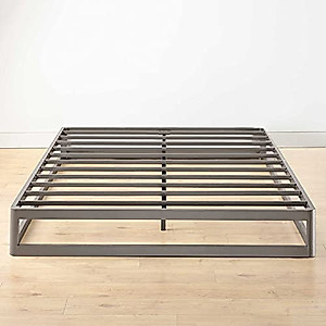 Mellow 9" Metal Platform Bed Frame w/Heavy Duty Steel Slat Mattress Foundation (No Box Spring Needed), Queen, Grey