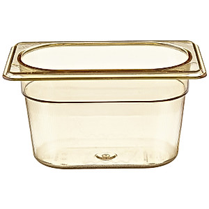 Rubbermaid Commercial Products Hot Food Insert Pan for Restaurants/Kitchens/Cafeterias, 1/9 Size, 4 Inches Deep, Amber (FG201P00AMBR)