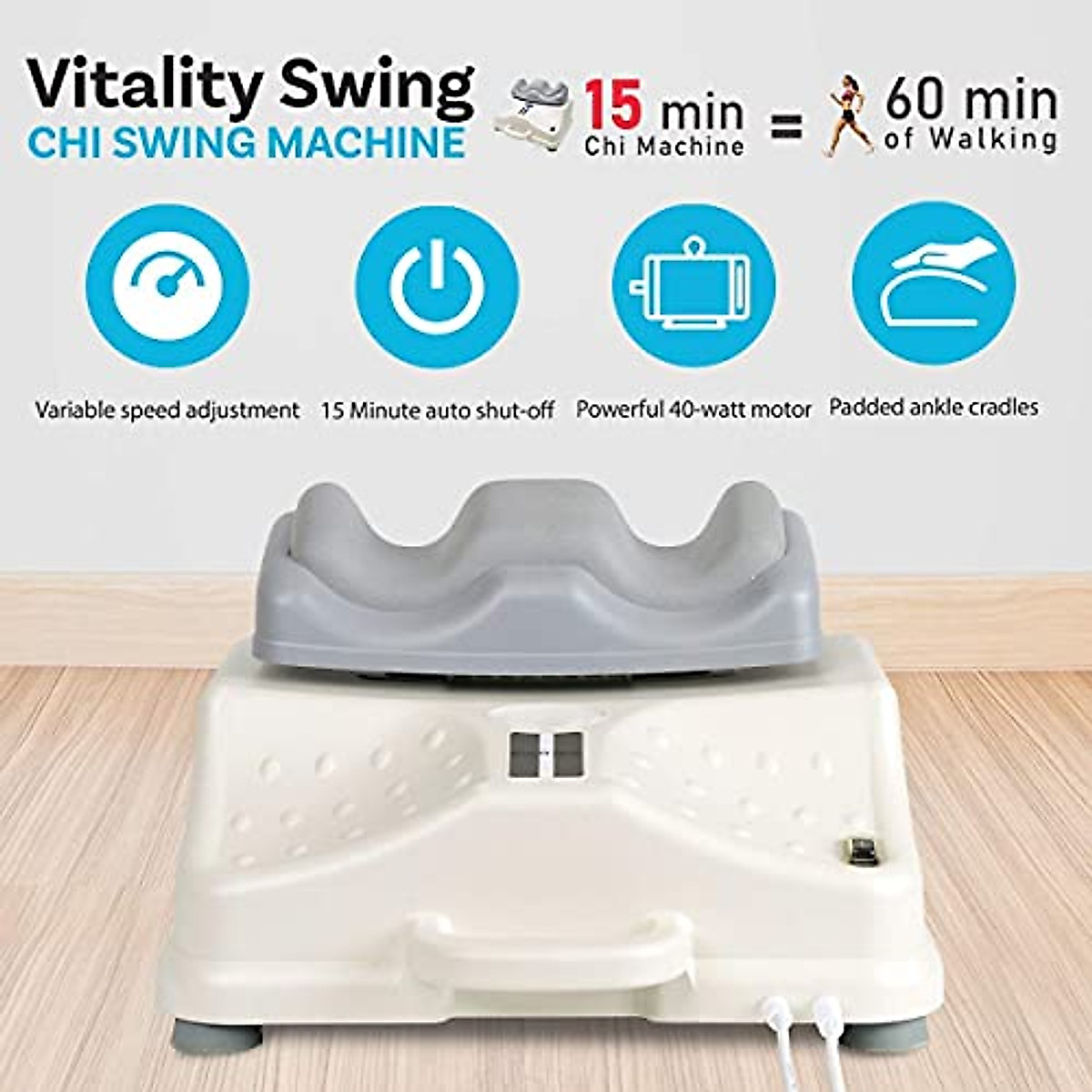 Daiwa Felicity Chi Swing Machine Original - Passive Aerobic Exerciser for Vitality Swing Shaking Exercise - Chi Machine Lymphatic Massager with Comfortable Padded Ankle Cradle for Full Body Relaxation