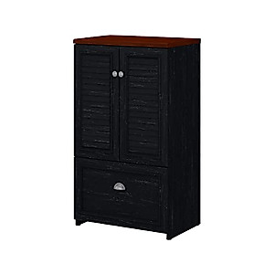Bush Fairview 41.69-Inch H Storage Cabinet with 3 Shelves, Antique Black/Hansen Cherry (WC53980-03)