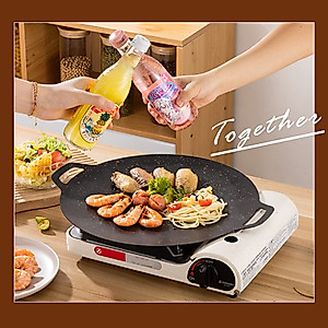 SunshineFace Grill Pan Korean BBQ Grill Pan Non-stick Grill Pan Circular Griddle Pan Korean BBQ Griddle Pan for Stove Top Restaurant Camping Gas Open Fire, 28CM