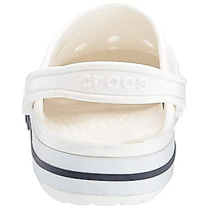 Crocs Unisex-Adult Bayaband Clogs, White/Navy, 8 Men/10 Women