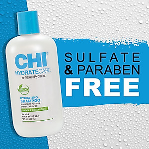 CHI HydrateCare Hydrating Shampoo, Balances Hair Moisture and Protects Against Damage and Hair Breakage, Sulfate, Paraben, & Cruelty-Free, 12 Oz