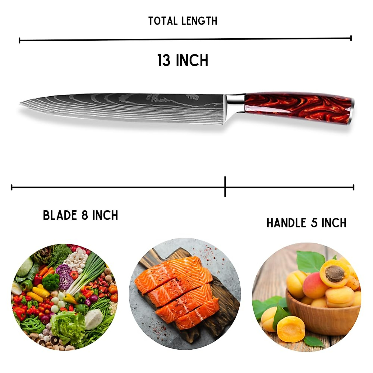 SHOKUNIN USA Ultra Sharp Premium 8-inch Stainless Steel Carving Knife - Ergonomic Design - Best for Slicing Roasts, Meats, Fruits and Vegetables - Multipurpose Knife - (8" Carving Knife)