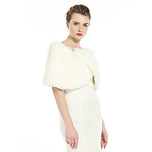 BEAUTELICATE Faux Fur Wrap Shawl Women Shrug Bridal Stole for Winter Wedding Party
