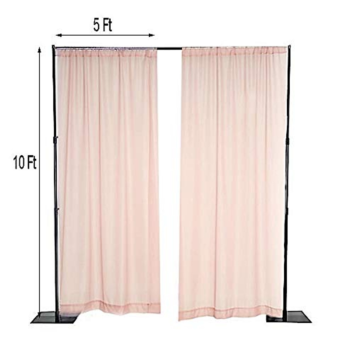 BalsaCircle 10 feet x 10 feet Blush Sheer Voile Backdrop Drapes Curtains 2 Panels 5x10 ft - Wedding Ceremony Party Home Decorations