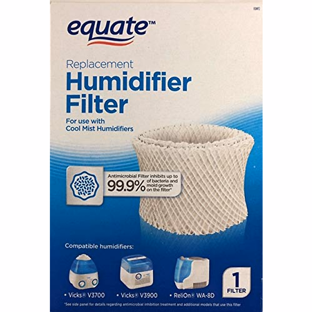 Equate Replacement Humidifier Filter EQWF2 for Use with Cool Mist Humidifiers Compatible with Vicks V3700, V3900, ReliOn WA-8D, Kaz 3020, Sunbeam 1118, 1119, 1120