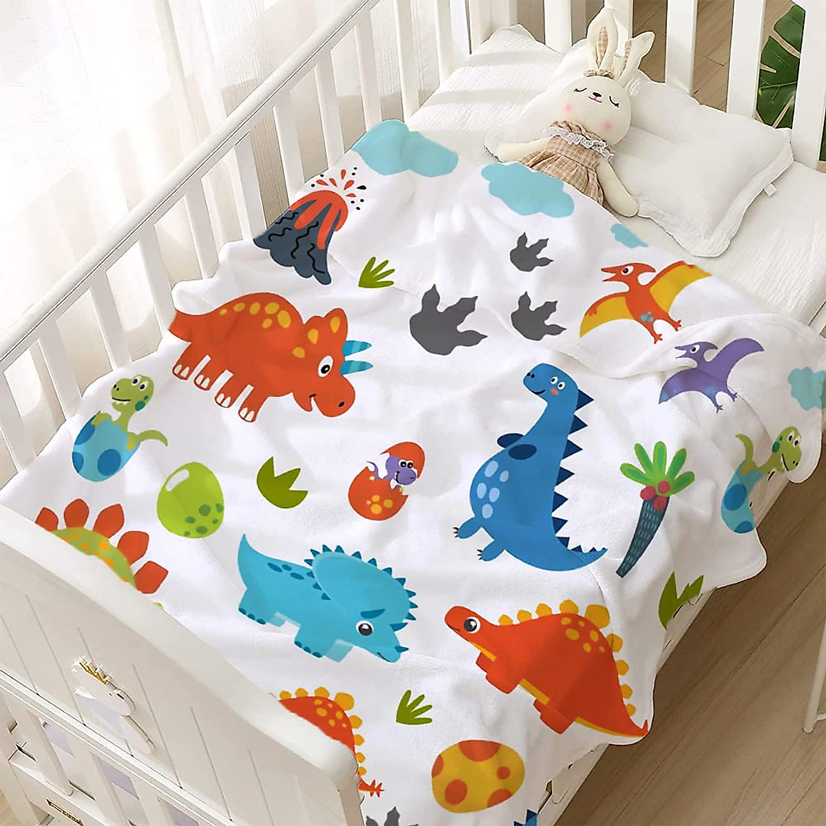 Dinosaur Blanket for Boys Kids Cartoon Dino Soft Plush Fleece Baby Toddler Throw Blanket Cute Print Travel Blankets for Girls Sofa Bed