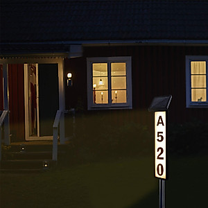 ATDAWN Solar Lighted House Address Numbers Sign, Solar Powered House Numbers Light, LED Illuminated Outdoor Address Plaque for Home Yard Garden House