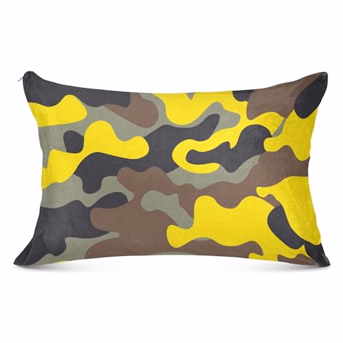 Yellow Camo Pillowcase for Hair and Skin Body Pillow Cover Body Pillow Cases King Size 20"X 40" Body Pillow Pillowcase with Zipper for Sleeping