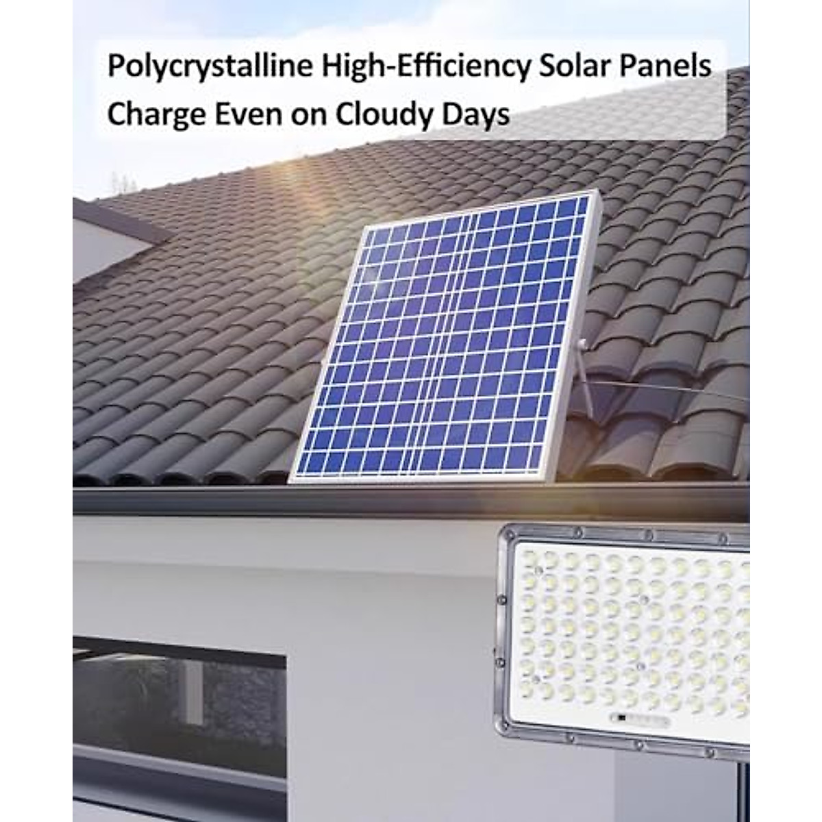 ZXXHNNAIH Home Solar Powered Street Lights, Dusk to Dawn IP67 Waterproof Solar Lights with Remote Control Extension Cord for Outdoor Parking Lot Yard,300W