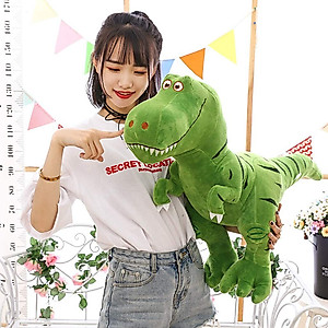 VSFNDB Stuffed Dinosaur Animal Plush Toys 14 Inches Green T-Rex Tyrannosaurus Animal Stuffed Plushies Super Soft Cute Cuddly Pillow Cushion Rex Stuff Dolls Gifts for Children Kids Boys Girls, 14Inches