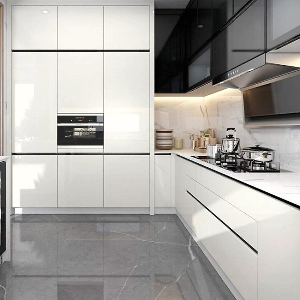 ORBIDO Wallpaper Peel and Stick Countertops （15.7"x196"） Glossy Countertop Contact Paper Peel and Stick Wallpaper for Bedroom Kitchen Countertop Cabinet Wardrobe Self-Adhesive Removable Wall Paper